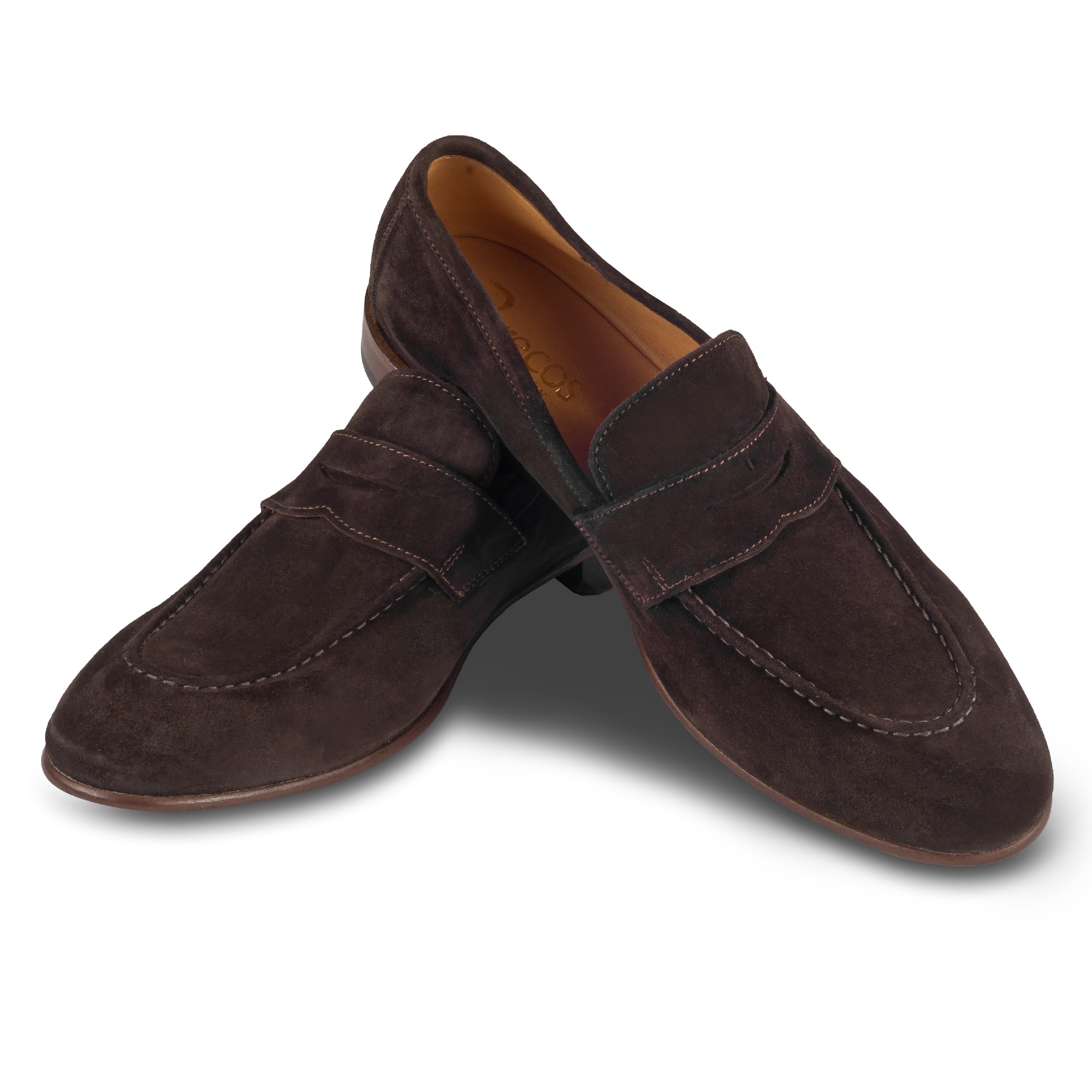 BRECOS | Loafer, Slipper aus Veloursleder / Rauleder dunkel braun. Dur ...